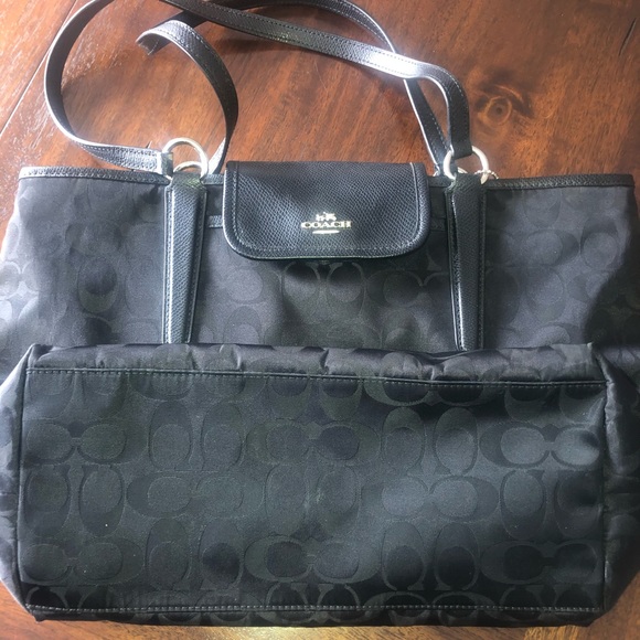 Coach | Bags | Coach Signature Black Logo Bag | Poshmark